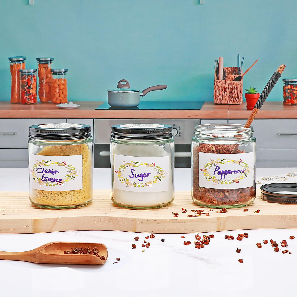 Salzesfalls 16 Pack 8oz Glass Jars with Lids,Glass Candle Making Jars,Clear Round Candle Jars with Lids,Mason Jars,Canning Jars,Food Storage Container for Spices, Honey, Jam, Candy