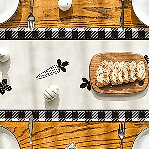 Artoid Mode Buffalo Plaid Rabbit Carrots Easter Table Runner, Spring Summer Seasonal Holiday Kitchen Dining Table Decoration for Indoor Outdoor Home Party Decor 13 x 72 Inch
