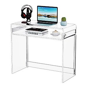 solaround Acrylic Desk Laptop Study Table Home Office Console Table Entrance Table, 33.5'' x 15.7'' x 29.5'' (Clear)