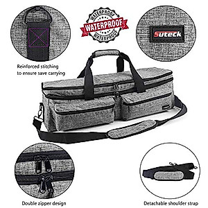 Suteck Double-Layer Carrying Bag for Cricut Explore Air (Air2), Tote Bag Compatible with Cricut Maker, Silhouette Cameo 3, Gray