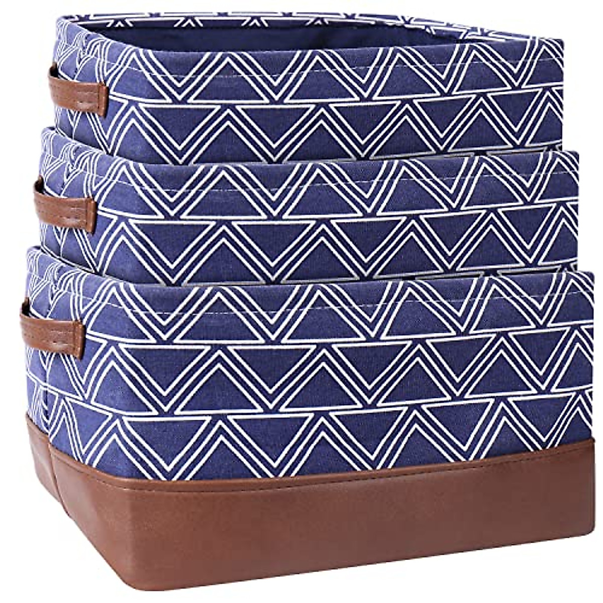 BYG Foldable Storage Bin Collapsible Sturdy Fabric Storage Basket Cube W/Handles for Organizing Shelf Nursery Toy Closet Pack of 3 Sizes