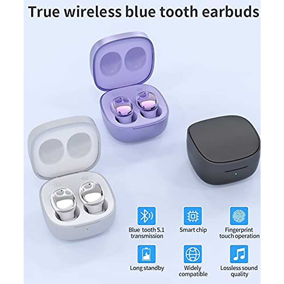Kenayo Wireless Earbuds Pro 2022 for Android, iOS, Laptop, Tablet with Bluetooth with Charging Case Touch Control Sound with Deep Bass Auto Pairing Headphones for Sports, Travel & Gym (Purple)