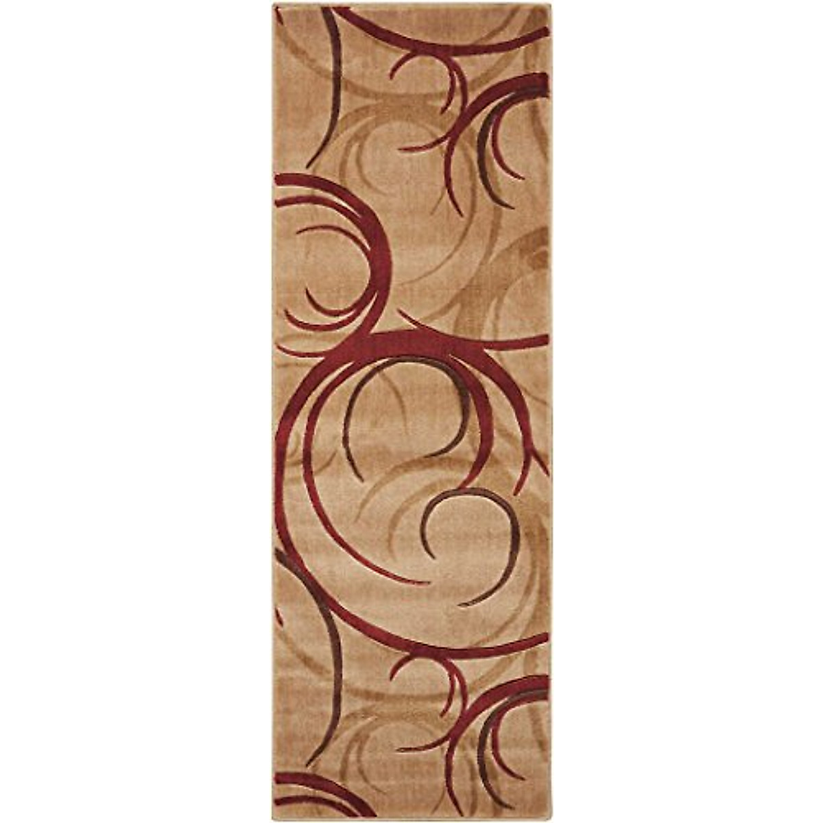 Nourison Somerset Abstract Beige 2' x 5'9" Area-Rug, Easy-Cleaning, Non Shedding, Bed Room, Living Room, Dining Room, Kitchen (2x6)