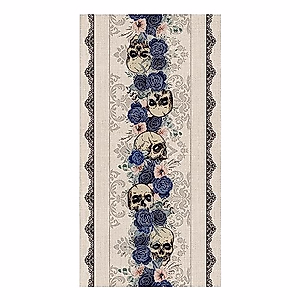 Chees D Zone Halloween Gothic Skeletons Eucalyptus Leaves Kitchen Towels Dish Cloth Towel Absorbent Hand Towel Cleaning Cloth,Scary Skull Retro Linen Dishcloth Quick Drying for Dishes Counter 1 Pack