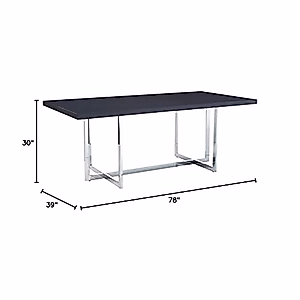 Meridian Furniture 738-T Elle Collection Modern | Contemporary Wood Veneer Top Dining Table with Durable Stainless Steel Base, 78" W x 39" D x 30" H