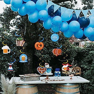 Oktoberfest Party Decorations 53Pcs Blue White Yellow Balloons, Bavarian Flag Pennant Banner, Prost Oktoberfest Banner, Hanging Swirl Streamer, German Oktoberfest Beer Festival Birthday Supplies