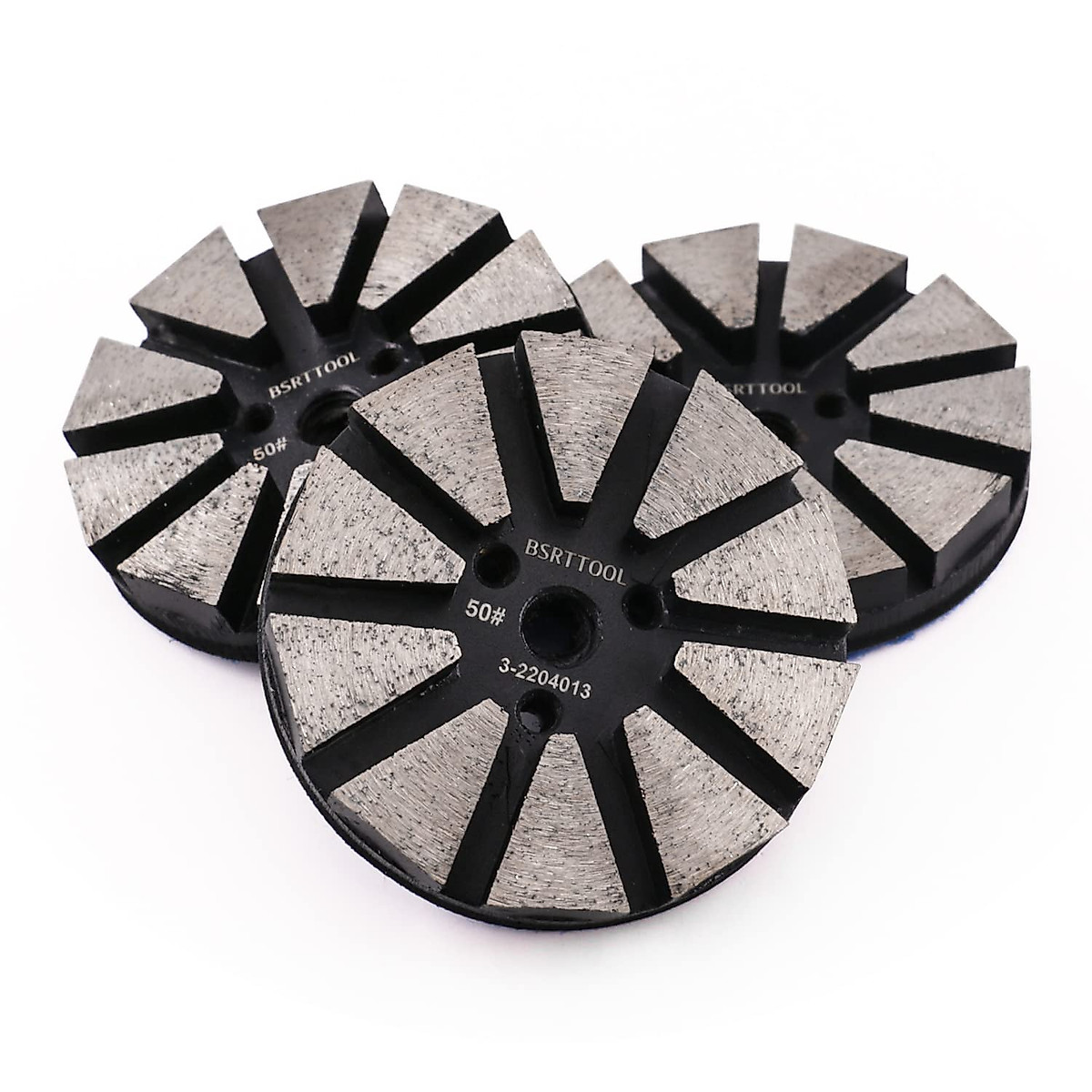 BSRTTOOL 3Pcs 3inch Metal Diamond Floor Polishing Pads - Dry or Wet Sanding Tile Stone Marble Concrete Granite Ceramics Glass (50Grit)