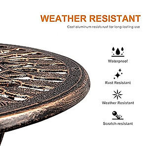 KINWELL Bronze 3-Piece Aluminum Round Outdoor Bistro Set with Umbrella Hole, Rust-Resistant Cast Aluminum Patio Set with Garden Table and Chairs