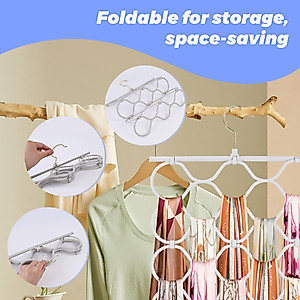 BigOtters 18 Loop Scarf Hanger Holder Organizer Space Saver Organizer Multiple Purpose for Closet Tie,Belt,Scarves,Shawl,Socks-White