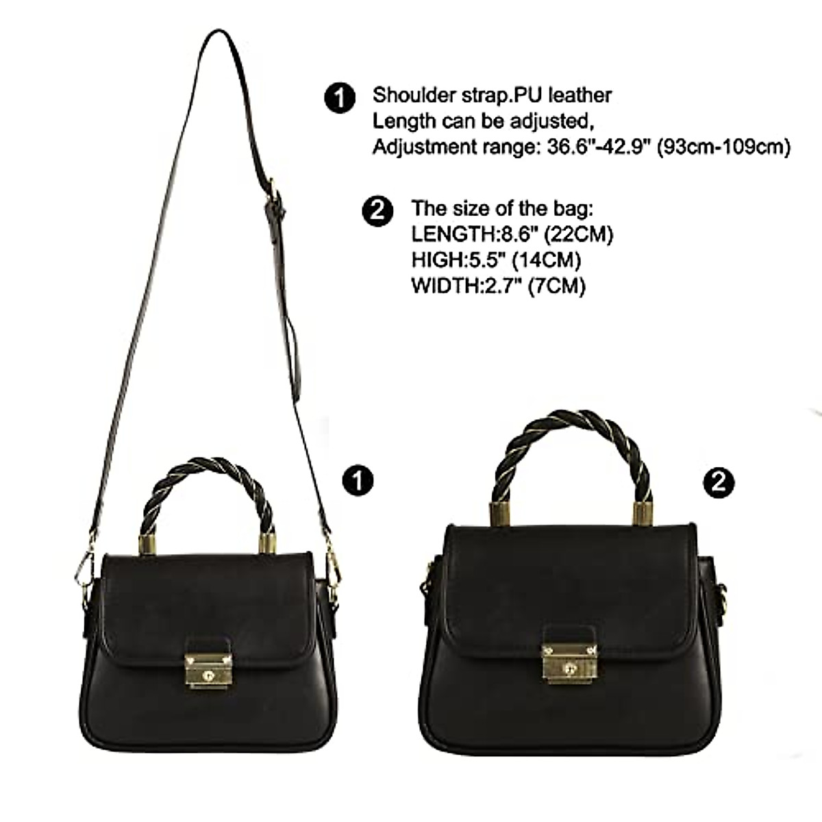 VODIU Small Shoulder Bags For Women Handbag Tote With Top-Handle Small Black Purse Crossbody Bag