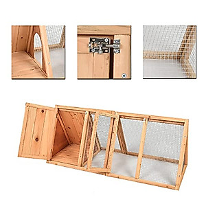 Ecolinear Rabbit Hutch Wooden Bunny Cage A-Frame Chicken Coop for Small Animals (46E)