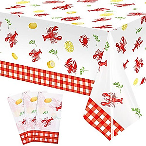 Crawfish Party Tablecloths Lobster Birthday Table Covers Red Lobster Crab Party Party Supplies for Seafood Festivals Birthday Party Decorations, 108 x 54 Inch