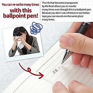 Delat Erasable Gel Ink Ballpoint Pen 0.5mm BLACK, 5-PACK