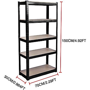 Garage Storage Shelves, 5-Tier Adjustable Metal Shelves for Storage, Shelving Unit Utility Rack Shelves for Warehouse Pantry Closet Kitchen, Organization Multipurpose Shelf 28"L x 12" D x 59" H, Black