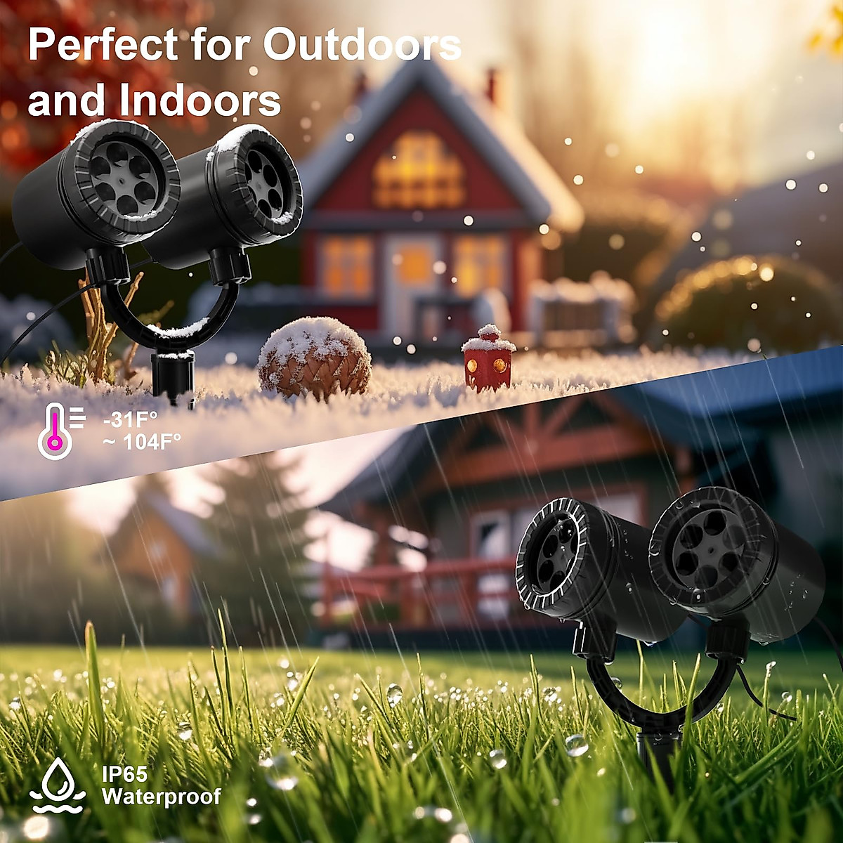 Snowflake Projector Lights Outdoor, Upgrade 2.0 HD Dynamic Christmas Projector Lights Outdoor, IP65 Waterproof Snow Projection Light for Xmas, Holiday, Wedding, Party, Home, Garden Landscape