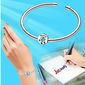 JMQJewelry Birthday Birthstone March Fleur De Lis Sister Daughter Family Heart Love Womens Bead Charms for Bracelsets Father Daughter Key Nana Easter Jewelry