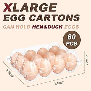 Zhanmai Plastic Egg Cartons for 12 Eggs with Sticker Labels Extra Large Duck Egg Tray Reusable Egg Container with Egg Carton Stickers Plastic Egg Holder for Refrigerator Family Market(120 Pcs)
