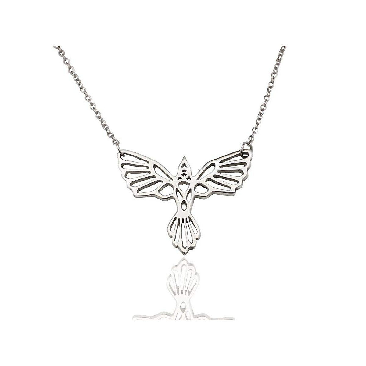 quan jewelry Phoenix Pendant Women Necklace, Bird Charm with Motivational Quote Card,Gift for Mom, Sister - Handmade (Silver Tone)