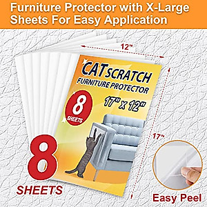 Jetczo Cat Scratch Furniture Protect, 8 Pack 17 x 12 inch Thicker Anti Scratch Furniture Protector, Heavy Duty Couch Protector from Cats