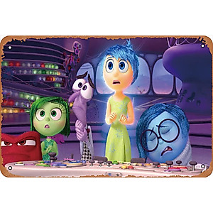 Zuhhgii Sadness Inside Out Sleeping Poster Film Metal Tin Signs Art Poster Plaque cinema Home Cafe Bar Wall Decor Bedroom Home Club Classic Decoration 8x12 Inch