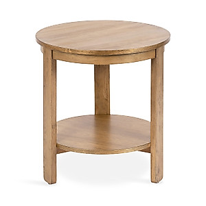 Kate and Laurel Foxford Tiered Round Side Table, 22 x 22 x 24, Natural Brown, Transitional Two-Tier Circle Nightstand Table with Storage and Resilient Wood Construction for Bedroom Decor