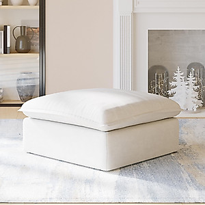 Sdorens Modern Modular Sectional Couches for Living Room, Ottoman Module, Cushion Covers Removable, Minimalist Comfy Breathable Sectional Sofa Couch for Office, Apartment, White