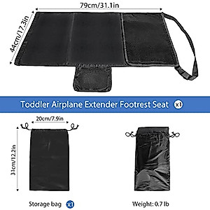 AceList Toddler Airplane Bed - Portable Airplane Seat Extender for Kids with Storage Bag & Mesh Pocket - Baby Travel Essential Footrest - Airplane Must Haves for Toddlers, 17 * 31''