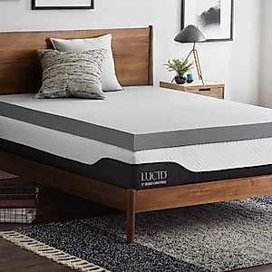 Lucid 4 Inch Mattress Topper King – Memory Foam – Bamboo Charcoal Infusion – Cooling Ventilation – Hypoallergenic – CertiPur Certified Foam