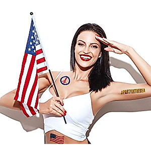 Terra Tattoos Assorted Temporary Tattoos Designs Party Favors Costumes Goody Bags Adults Kids Waterproof Temporary Tattoos (4th of July)