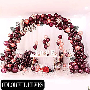 AULE Burgundy Chrome Metallic Latex Balloons 12 Inch 100 Pcs Maroon Balloon for Birthday Party Decorations