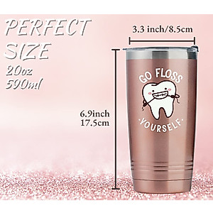 Dental Gifts for Dental Assistant, Dental Hygienist on Dental Assistants Recognition Week, National Dental Hygienists Week, Birthday and Christmas, 20oz Insulated Stainless Steel Tumbler - FLOSS