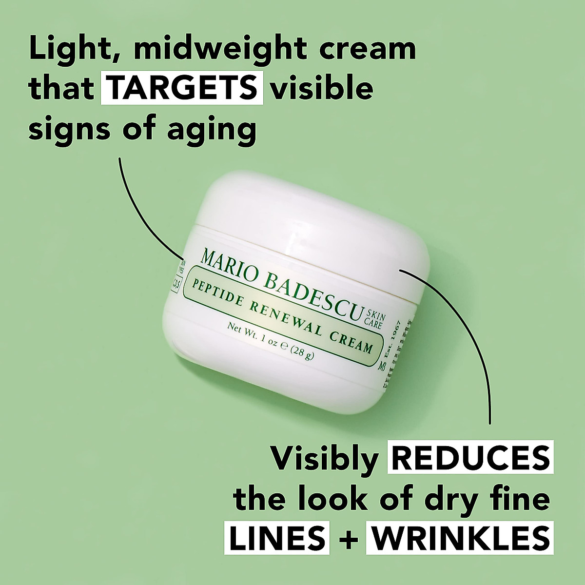 Mario Badescu Peptide Renewal Cream for Combination, Dry and Sensitive Skin | Anti-aging Face Cream Formulated with Palmitoyl Tripeptide-1 & Sodium Hyaluronate | 1 Ounce