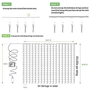 Solhice LED Curtain Lights Blue Outdoor 20ft x10ft, 600 LED Plug in Christmas Hanging Window String Lights Indoor, Twinkle Lights Backdrop for Patio Wedding Bedroom Décor (Not Connectable)