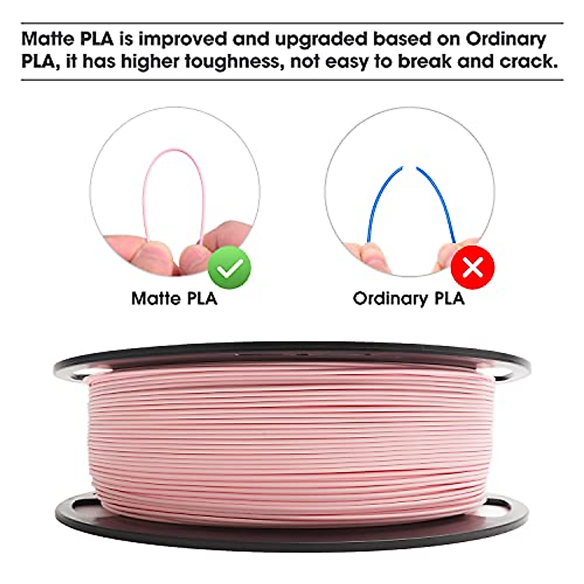 eSUN Matte PLA Filament 1.75mm, Low Density Matte 3D Printer PLA Filament, 1KG Spool 3D Printing Filament for 3D Printers, Peach Pink
