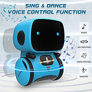 GILOBABY Kids Robot Toys, Interactive Robot Companion Smart Talking Robot with Voice Control Touch Sensor, Dancing, Singing, Recording, Repeat, Birthday Gifts for Boys Ages 3+ Years (Blue)