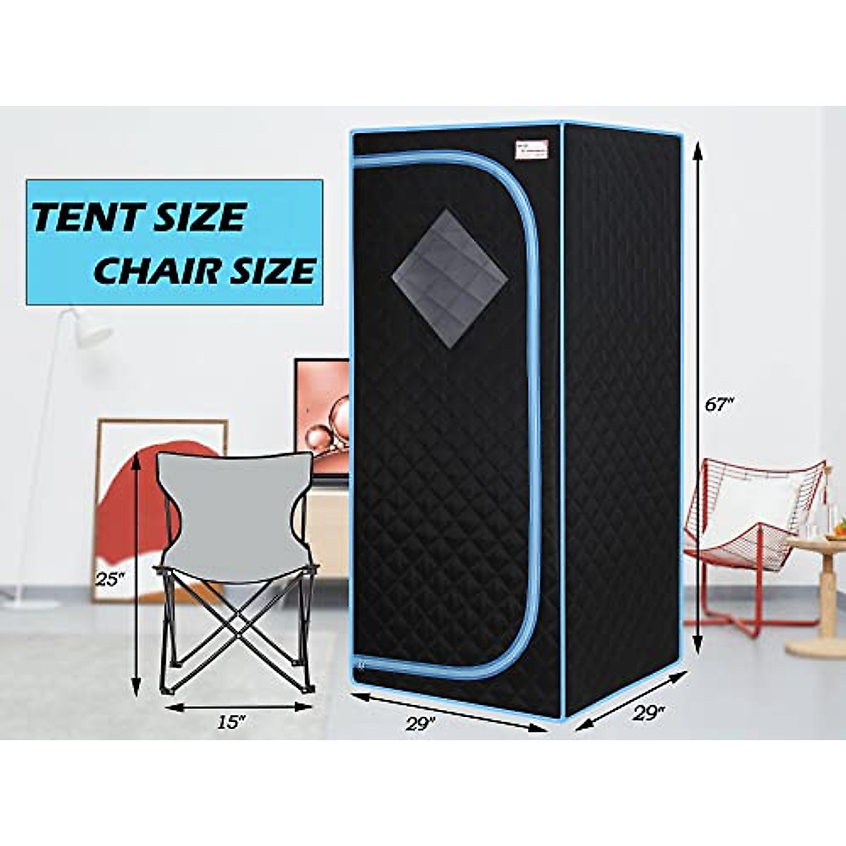 SALUSHEAT Full Size Infrared Sauna, One Person Home Sauna Spa Portable Sauna Tent with Remote Heating Foot Pad, Upgraded Chair, Black(29.1"*29.1"*66.5")