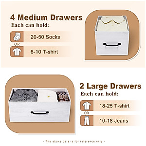 LYNCOHOME Dresser TV Stand, White Dresser for Bedroom with 6 Drawers,Wide Dresser with Sturdy Frame & Wood Top for Storage in Bedroom,Entryway,Hallway