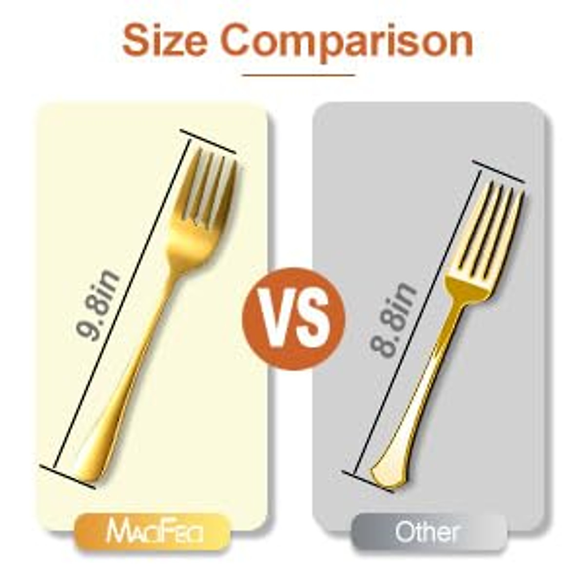 MACIFECI Gold Serving Utensils Set of 12, Stainless Steel Serving Sets with, 9.8''Serving Forks, Slotted Spoons, Tongs, Ladle, Butter Knife, Pie, Serving Utensils in Gold for Parties,Buffet, Wedding