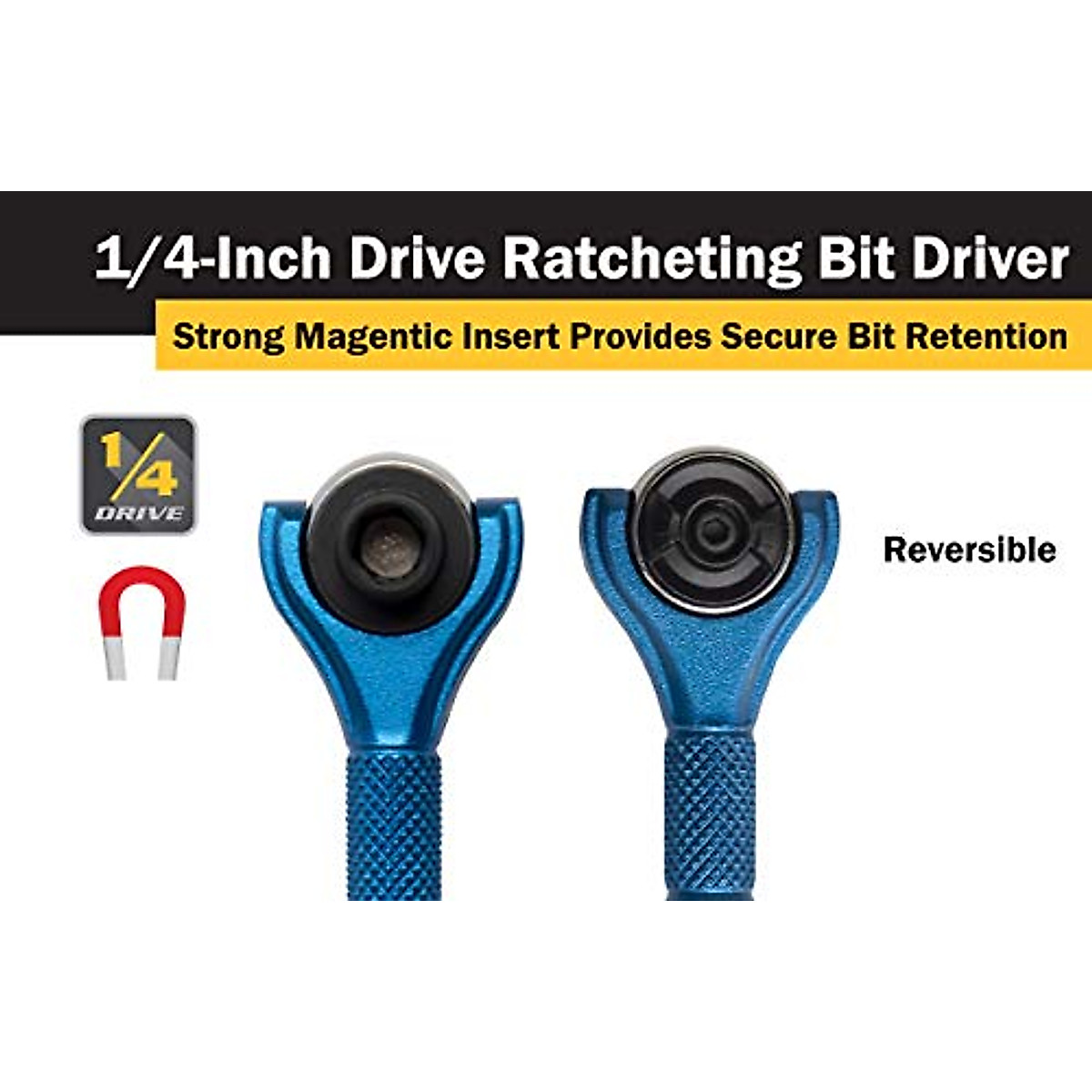 Titan 11317 1/4-Inch Drive Swivel Head Micro Bit Driver , Blue