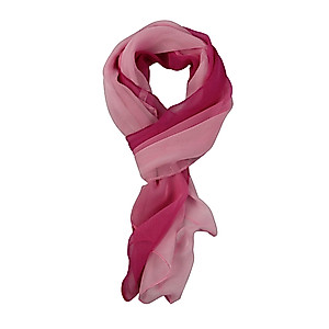PANTONIGHT Oblong Pink Ombre Chiffon Scarf Pink Gradient Lightweight Scarf for Women 701