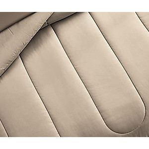 Maple&Stone Twin XL Comforter Set 5 Pieces Bed in a Bag - Down Alternative Bed Set with Sheets, Pillowcase & Sham, Soft Reversible Duvet Insert for Twin XL Bed, Khaki