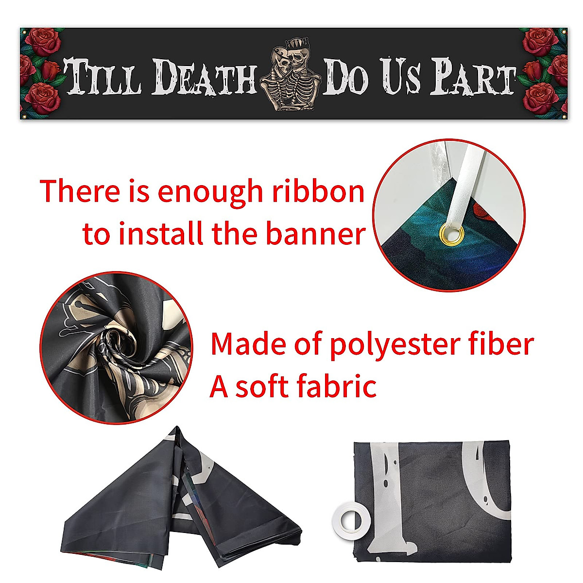 Till Death Do Us Party Large Banner Sign,Engagement Party Couples Shower Wedding Bachelor Party Decorations Supplies,Lawn Sign Yard Sign Banner Backdrop 9.8x1.6ft