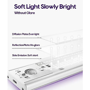 Auxoda Under Cabinet Lights, LED Lights Motion Sensor Light Indoor, Under Cabinet Lighting, 2Pack 13 Inch 7000K 56 LED Wireless USB Rechargeable Under Counter Lights, Lights for Bedroom, Closet Lights