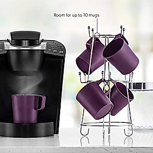 Mindspace Coffee Mug Holder, Mug Rack - Coffee bar Accessories, Kitchen Counter Organizer, Tea Cup Rack Stand with 10-Hooks, Cup Rack for Counter | The Wire Collection, Stainless Steel