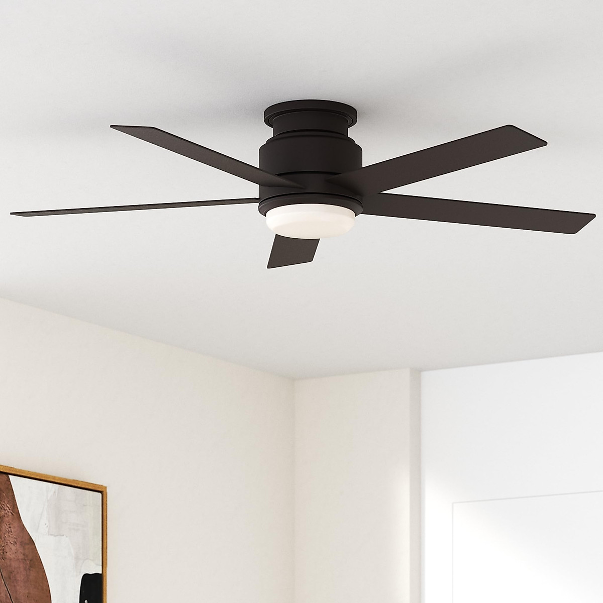 Casa Vieja 52" Grand Palm Modern Outdoor Hugger Ceiling Fan with Dimmable LED Light Remote Control Oil Rubbed Bronze White Opal Glass Damp Rated for Patio Exterior House Porch Gazebo