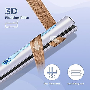 IG INGLAM Titanium Flat Iron Hair Straightener, Curling Iron 1 Inch, Infrared Negative Ionic Hair Iron Straightener 11 Adjust Temp 250°F to 450°F, Shiny Hair Dual Voltage 110-240V, Gift, Rose Gold