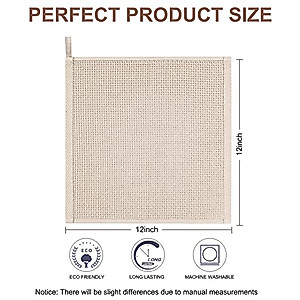 joybest Cotton Kitchen Dish Cloths, 8-Pack Waffle Weave Ultra Soft Absorbent Dish Towels Washcloths Quick Drying Dish Rags, 12x12 Inches, Beige