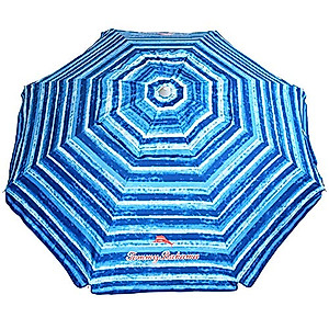 Tommy Bahama Sand Anchor 7 feet Beach Umbrella with Tilt and Telescoping Pole (Blue/White)