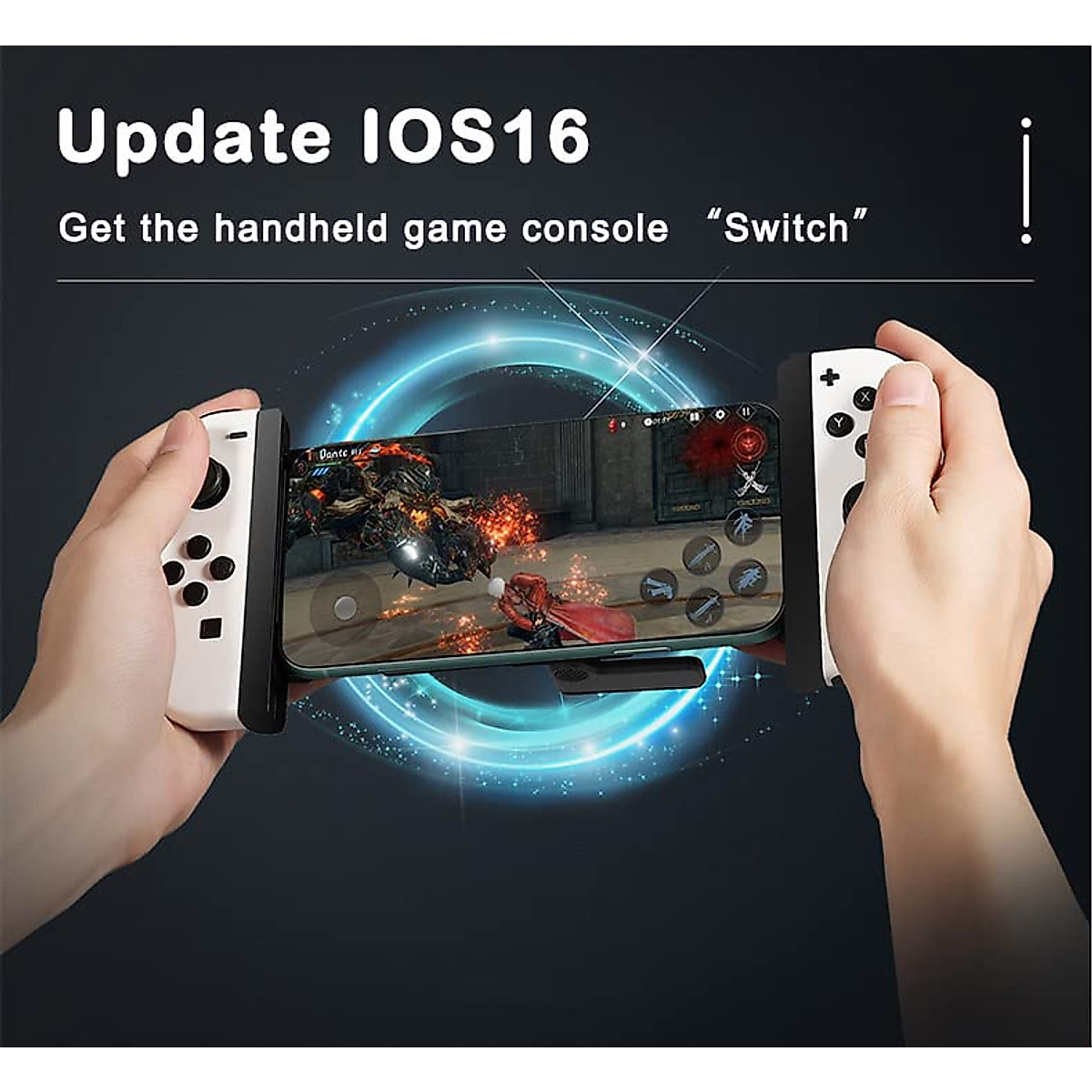 Funnywin Switch Joy Con Comfort Grip, iPad 10.2 & Mini Retractable Holder with Joy Con Game Controller Grip Handle for iPadOS 16 & iOS16 iPhone 13 & 14 Pro Max Stand (LZ iPhone)