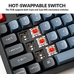 Keychron V6 Wired Custom Mechanical Keyboard, Full-Size QMK/VIA Programmable Macro with Hot-swappable Keychron K Pro Red Switch Compatible with Mac Windows Linux (Frosted Black-Translucent)